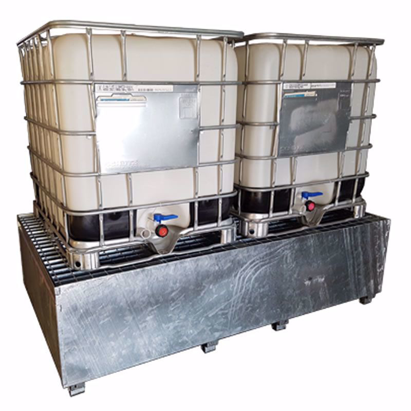 Double IBC Bund : 1000L Bunded Drum : 2 Drum Galvanised Bund : Steel ...
